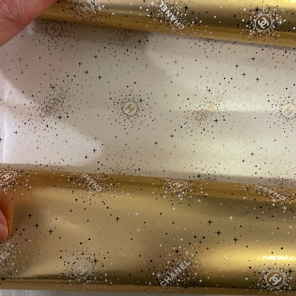 CHANEL | Other | Authentic Chanel Double Sided Gold White Wrapping ...